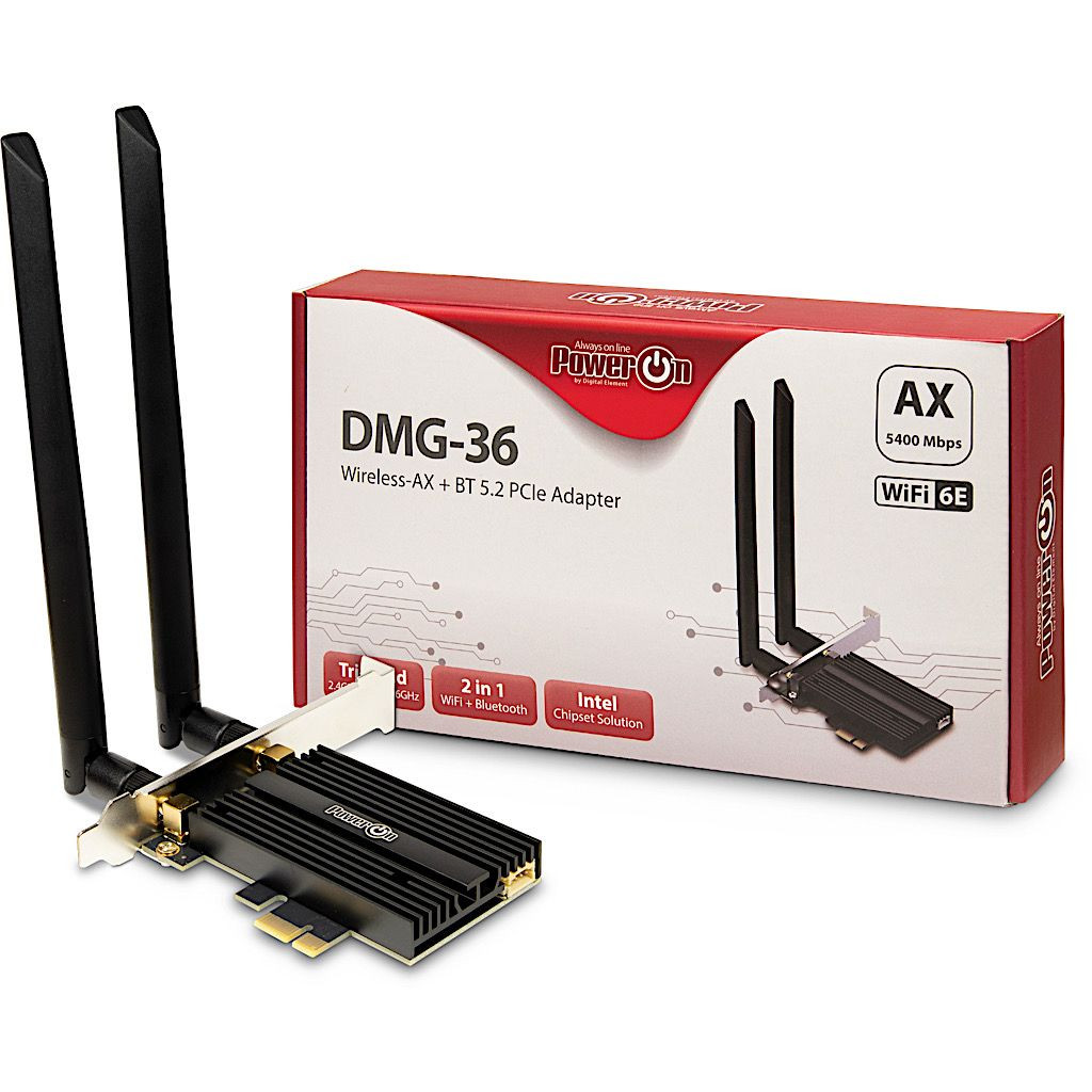 PowerON DMG-36 Wi-Fi 6 + BT5.2 PCIe Adapter - IKO Informatik